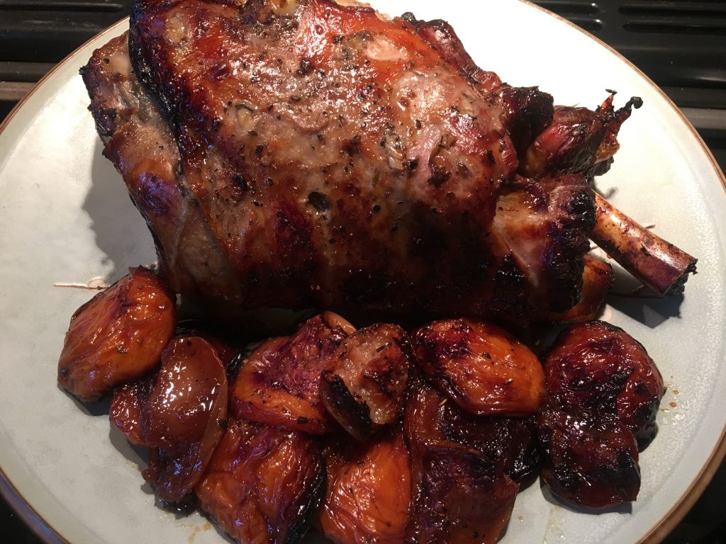 Roast Lamb with Rosé, Garlic, Honey, Roasted Peaches and Apples ...